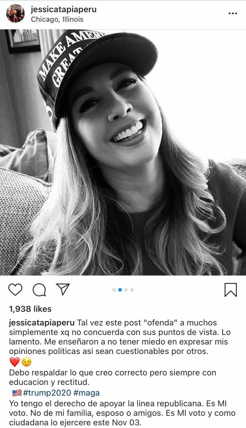 Jessica Tapia Instagram anuncia que votará por Donald Trump en ...