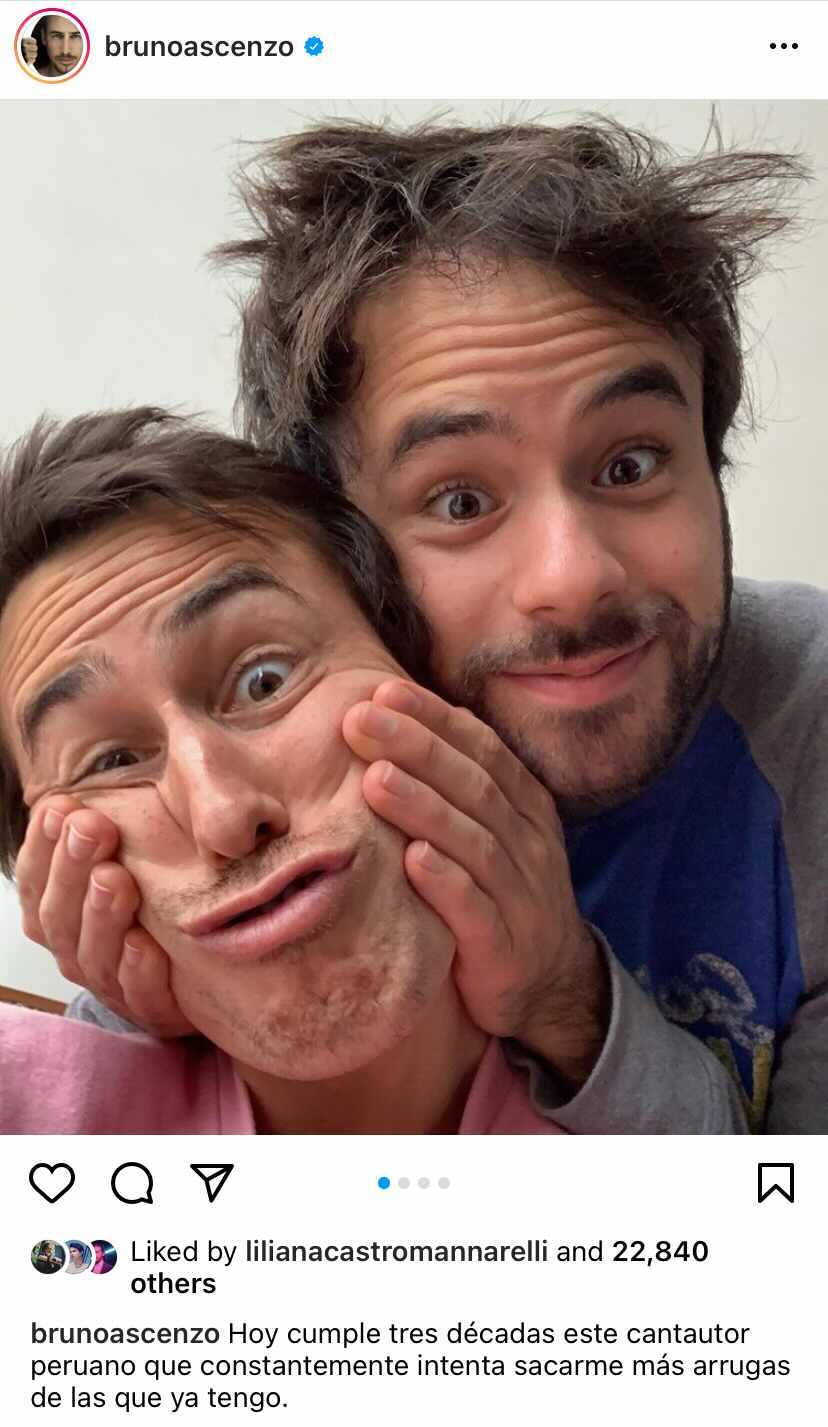 Bruno Ascenzo Instagram le dedica romántico mensaje a su pareja Adrián ...