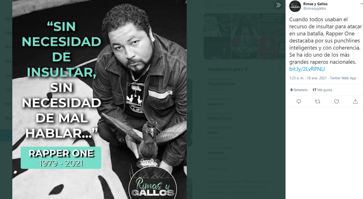 Fallece Raper One, el primer campeón de Red Bull Perú tras contagiarse ...