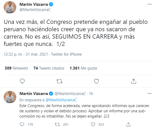 Martín Vizcarra le dijo al Congreso que aprobar un informe por una Subcomisión no es inhabilitar ...