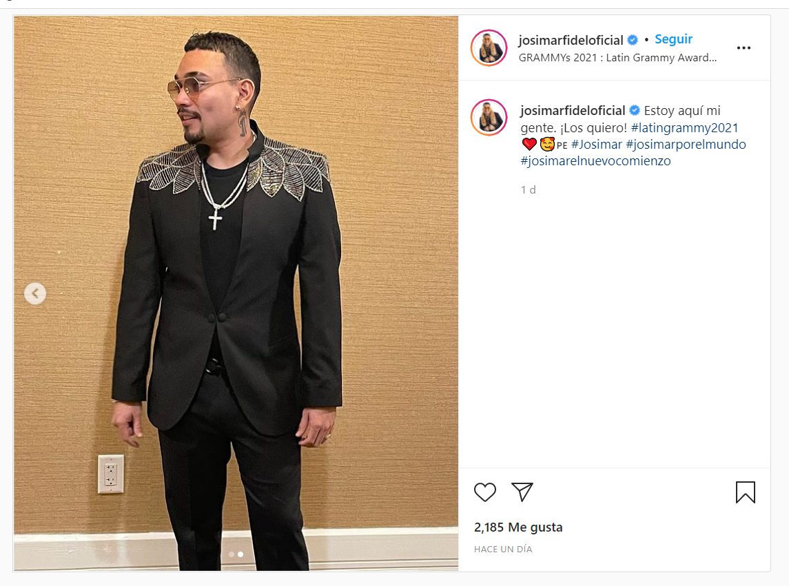 Josimar Instagram: Salsero acudió como invitado a los Latin Grammy 2021 ...