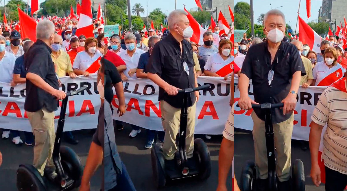 Erasmo Wong aparece con scootter en la marcha contra Pedro Castillo y ...