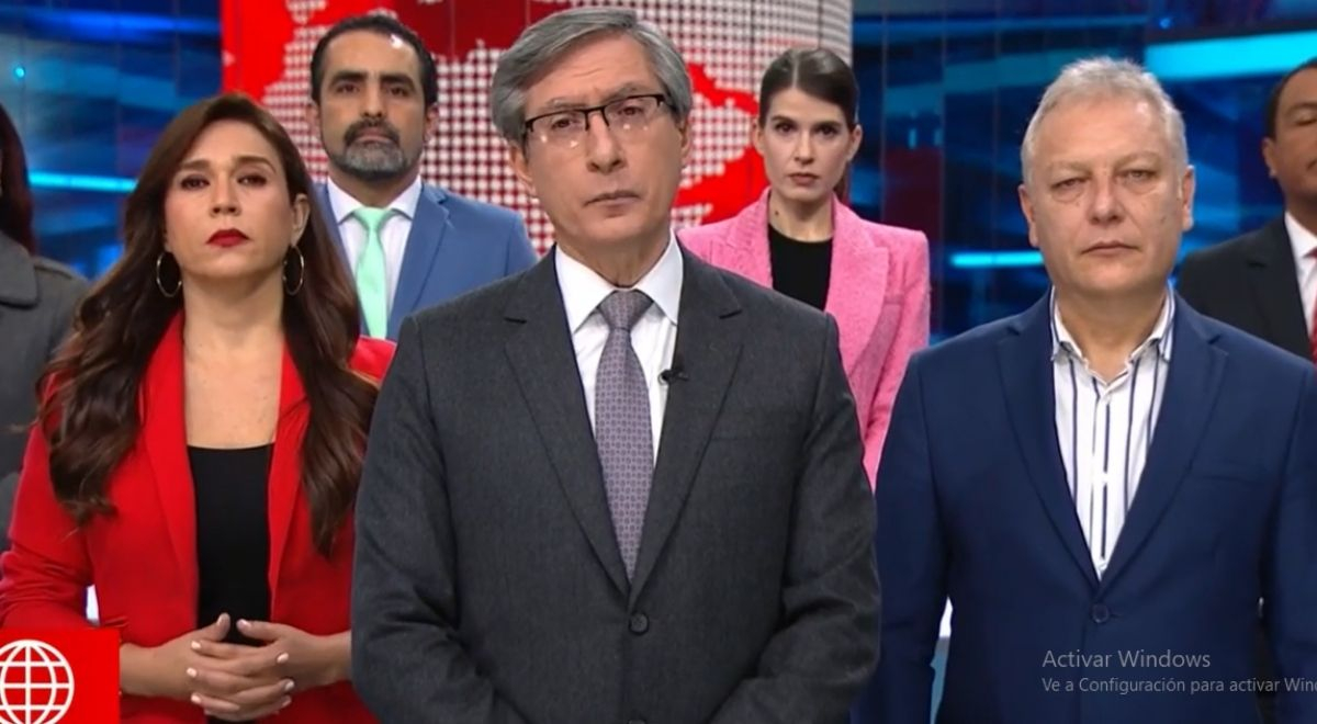 Federico Salazar, y un grupo de periodistas de América TV, Verónica ...
