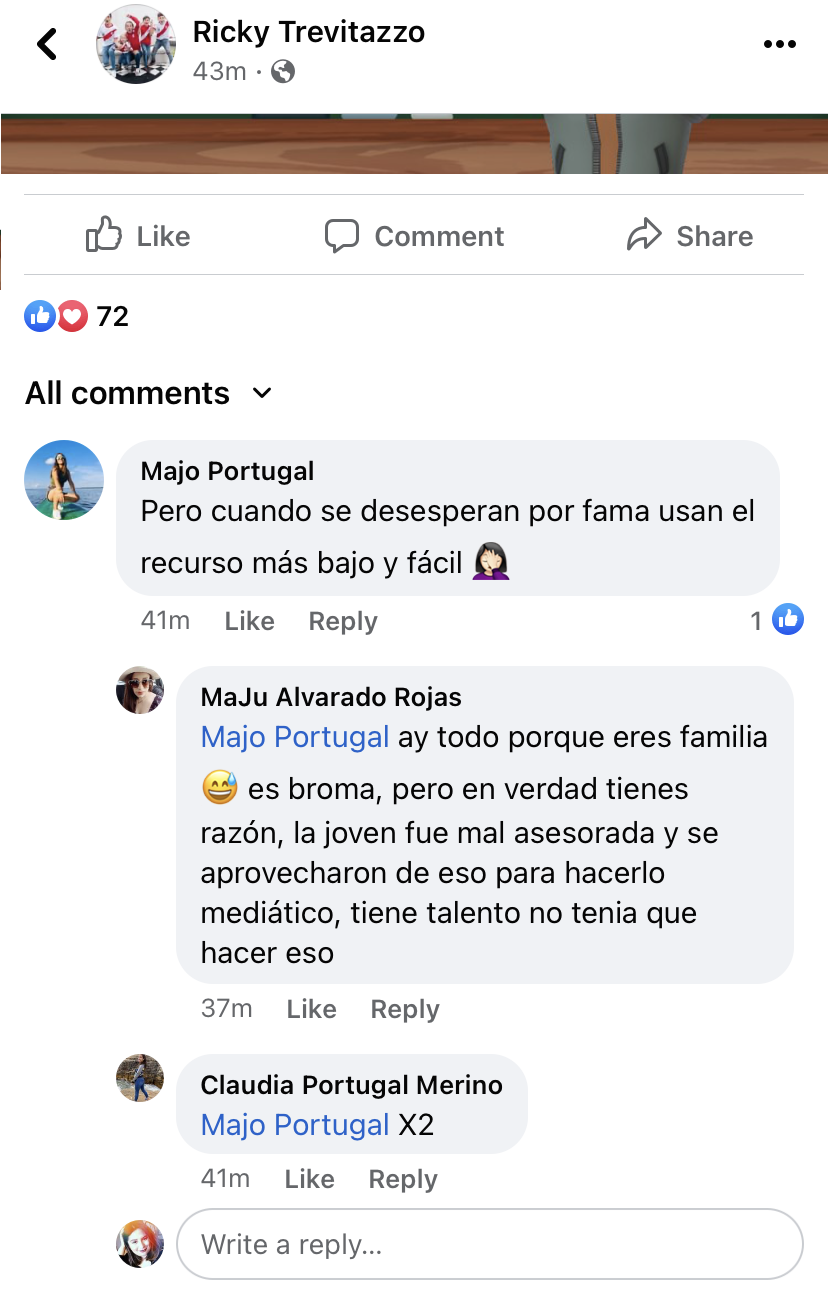 Ricky Trevitazzo reproaches Mafer Portugal: "Family matters are solved ...