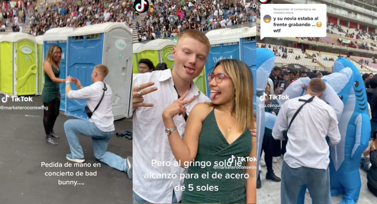 TikTok viral Perú: hombre pide matrimonio a su pareja en concierto de Bad Bunny, pero lo captan ...