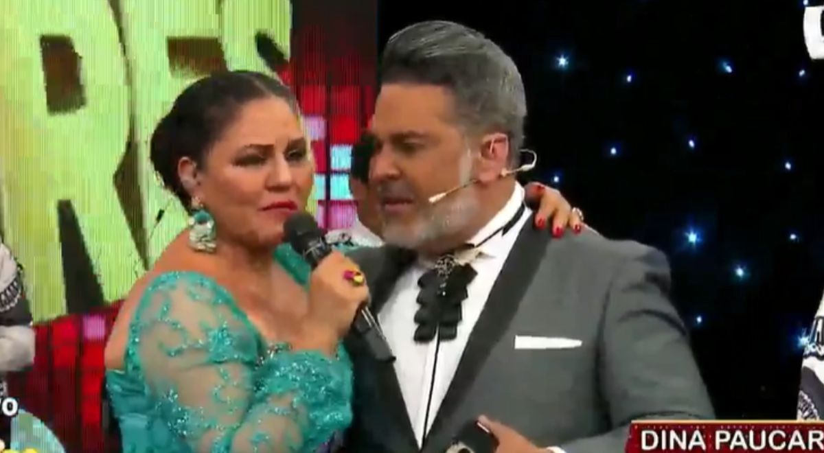 Dina Páucar llora tras recibir homenaje en vivo en programa Sábado con ...