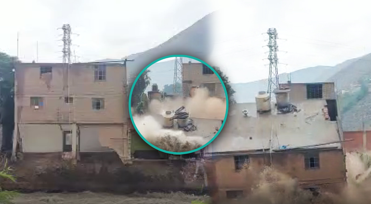 Huaico en Chosica | casa de tres pisos se derrumba en segundos tras ...