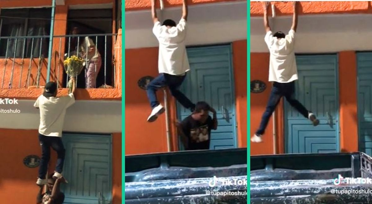TikTok viral: Joven se trepa al balcón de su novia para llevar flores ...