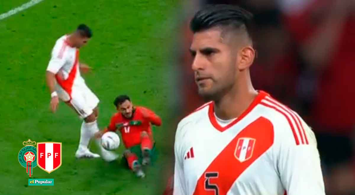 Perú Vs Marruecos Carlos Zambrano Expulsado Tarjeta Roja Por Patada A