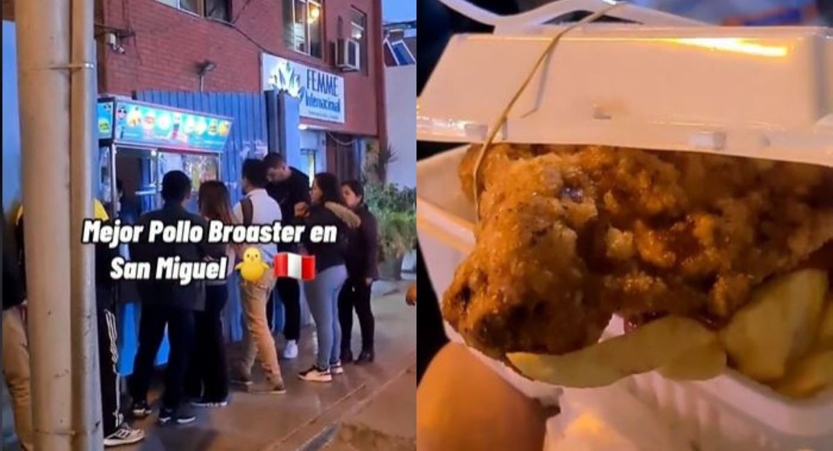 Joven capta larga cola en carretilla de San Miguel y razón sorprende: "El mejor pollo broaster ...