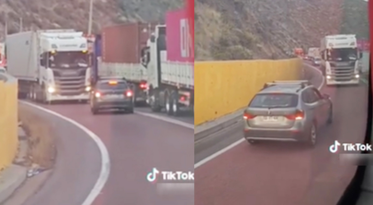 TikTok viral: auto invade carril contrario en tráfico, pero tráiler lo ...