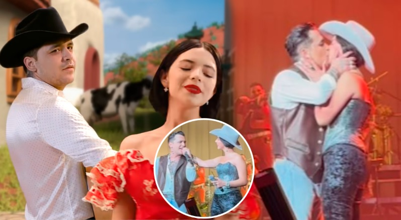 Christian Nodal y Ángela Aguilar se dan su primer beso y en pleno concierto: "Porque eres mi ...