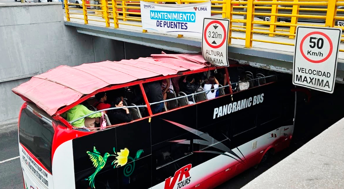 Lince: Bus turístico lleno de pasajeros quedó atrapado en puente y puso ...