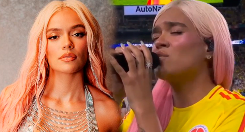 Karol G canta el himno de Colombia en el partido Argentina vs. Colombia ...