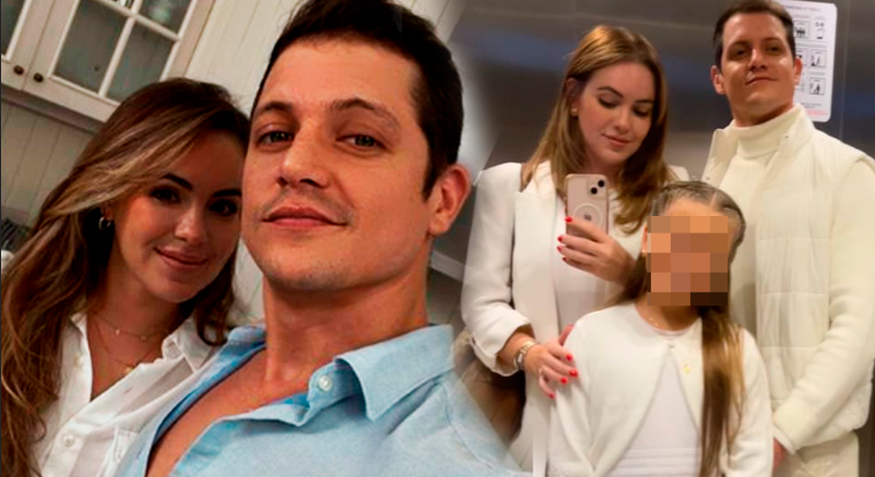 Gino Pesaressi y Mariana Vértiz juntos en sesión de fotos para la Primera Comunión de su hija ...